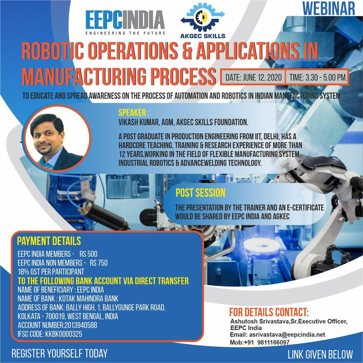 Webinar on Robotic Operations & Applications in Manufacturing Process ...